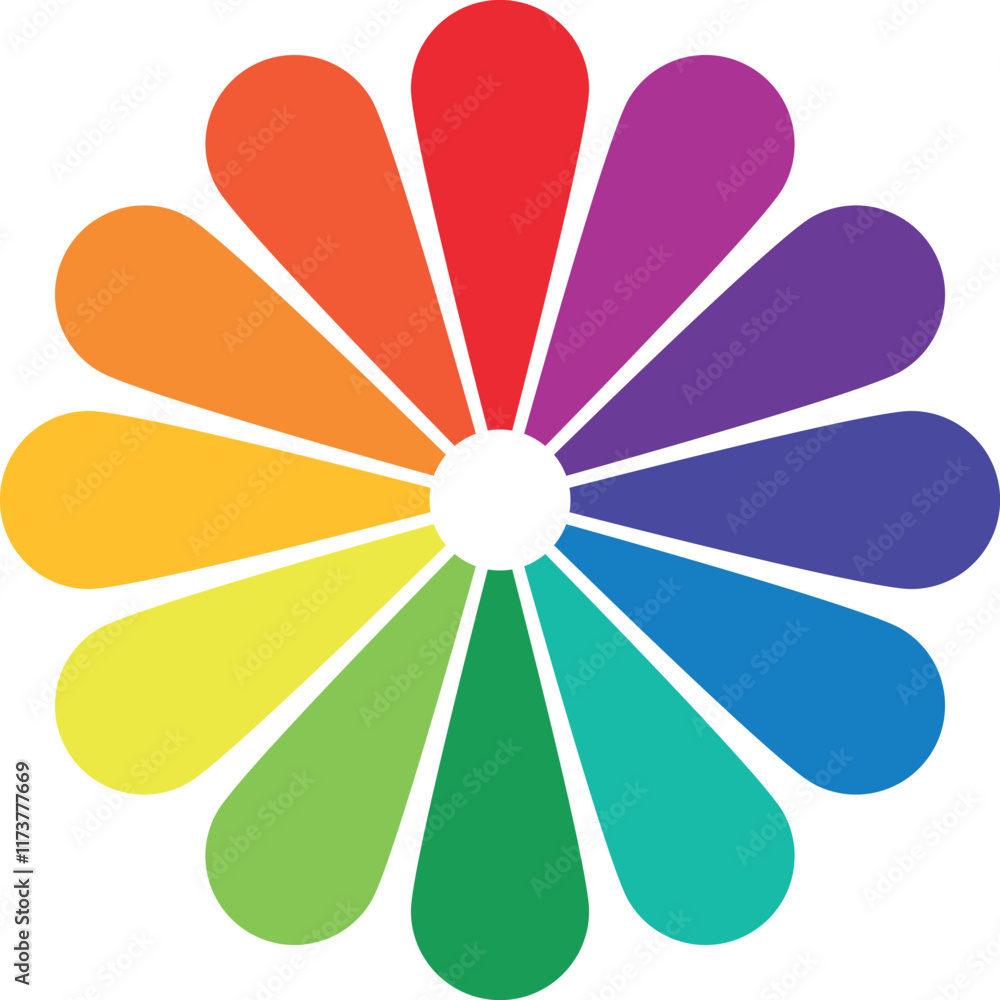 Flower of the colour wheel. Primary, secondary, tertiary colours ...