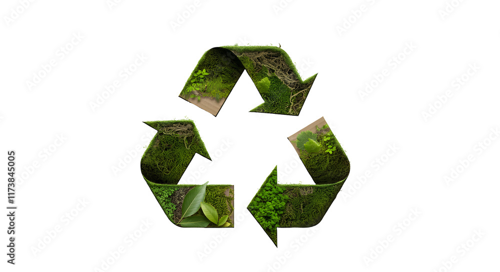 Recycle Symbol Made Of Green Leaves isolated on transparent background, recycle logo PNG Stock ...