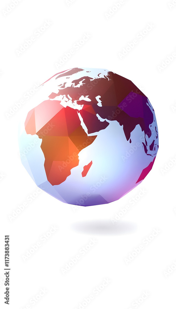 Low poly earth planet globe illustration. Polygonal globe icon with ...