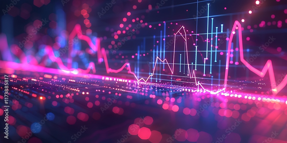 Financial trend graph with dynamic hues and sharp lines, showing wealth ...