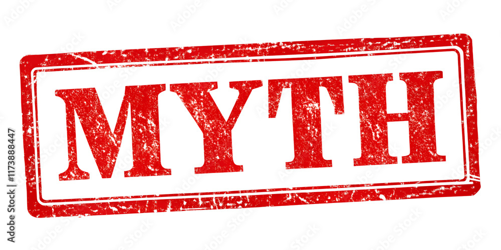 Myth red rubber stamp isolated on transparent background or white ...