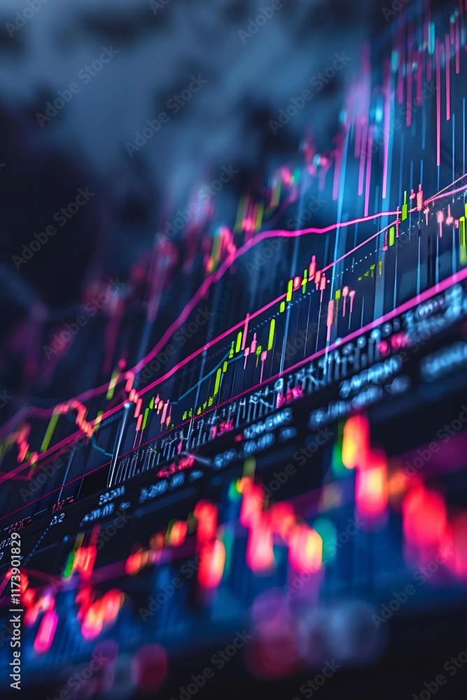 Stock market trend graph with dynamic hues and bold lines, highlighting ...