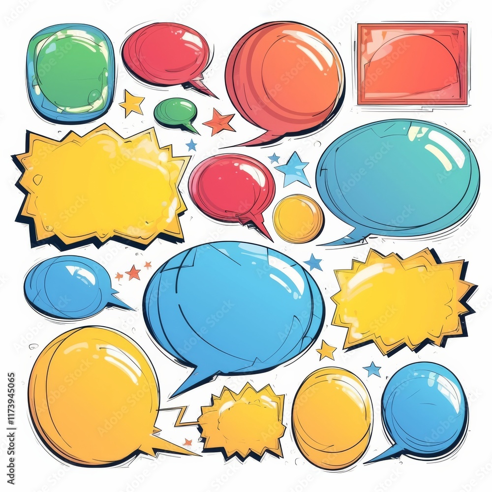 Comic book blanks set with text speech bubbles, comic magazine cover ...