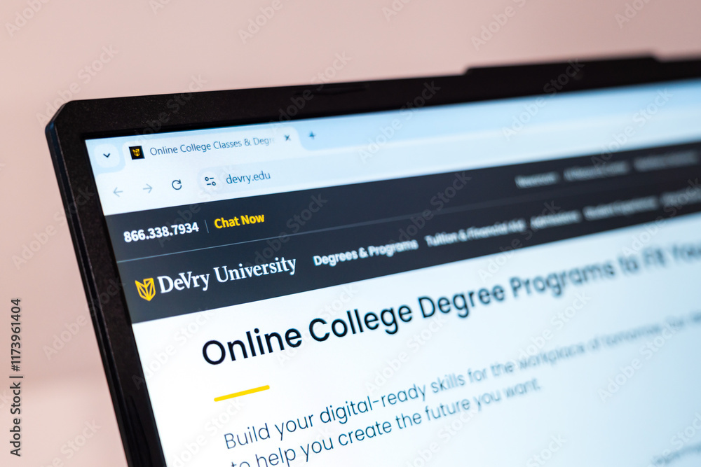 New York, USA - January 01, 2025: DeVry University website on a laptop ...