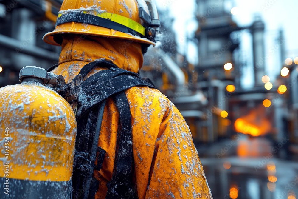 Firefighter hazmat suit icy conditions industrial firefighting ...