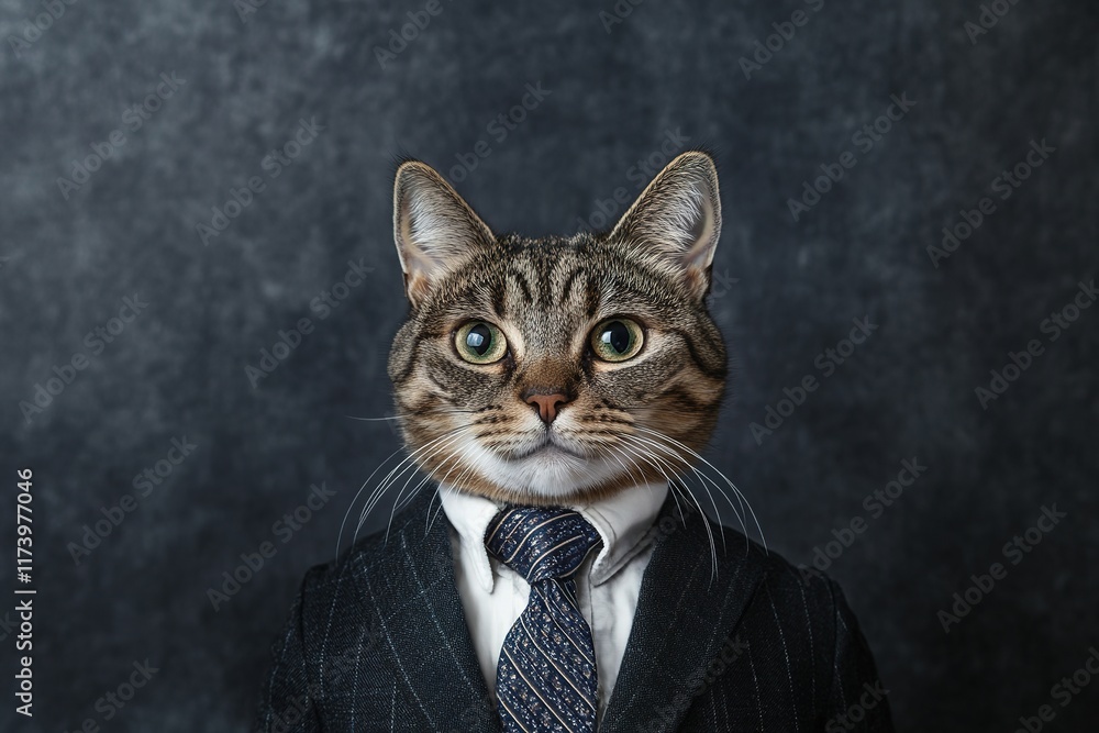Dapper cat in suit portrays unique blend of elegance and whimsy Stock ...