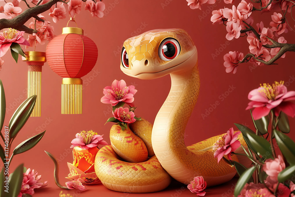 Año nuevo chino, año de la serpiente en China. Serpiente sobre ...