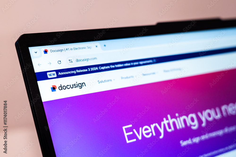 New York, USA - January 01, 2025: DocuSign website displayed on ...