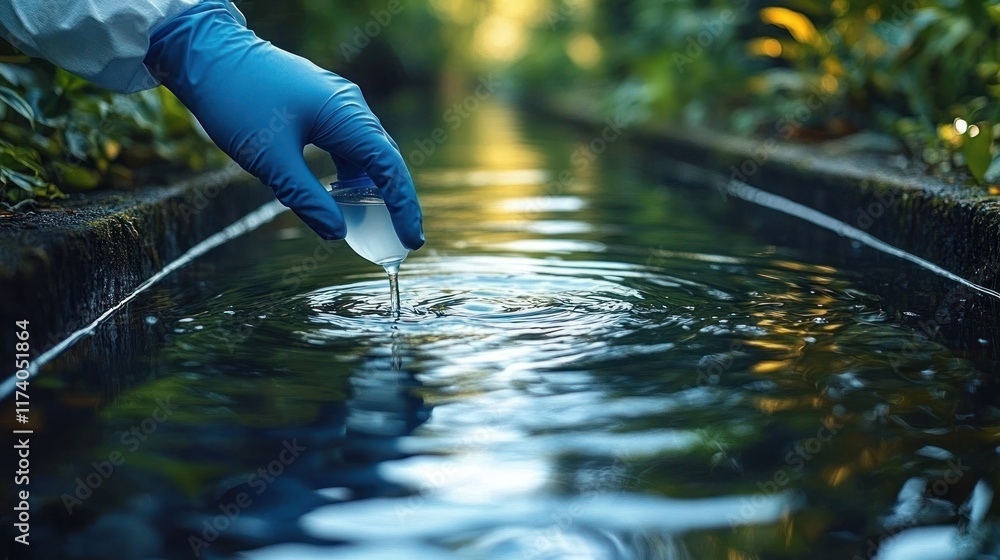 Environmental Engineer Collects Water Sample for Quality Testing in ...
