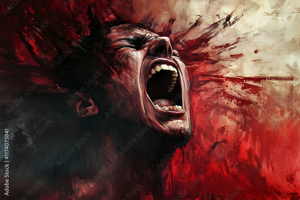 Powerful expression of raw emotion, capturing the intensity of anger ...