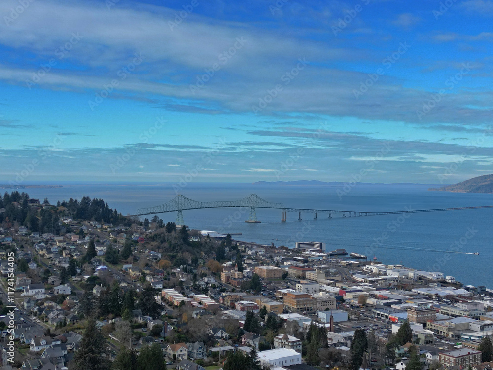 The Astoria-Megler bridge was photographed from a registered drone ...