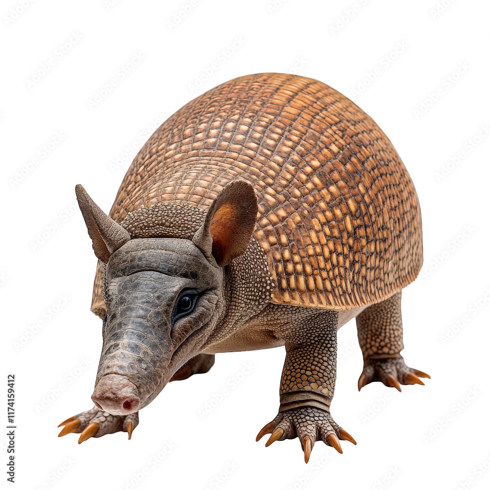 detailed. realistic depiction of an armadillo. showcasing its distinct ...