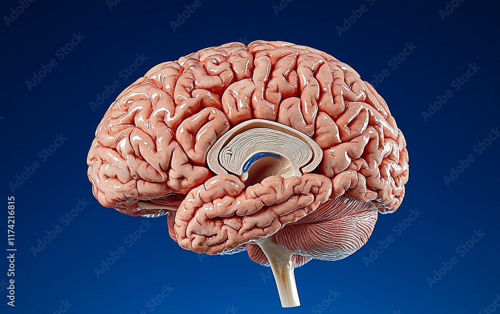 Detailed anatomical model of a human brain, showcasing its intricate ...