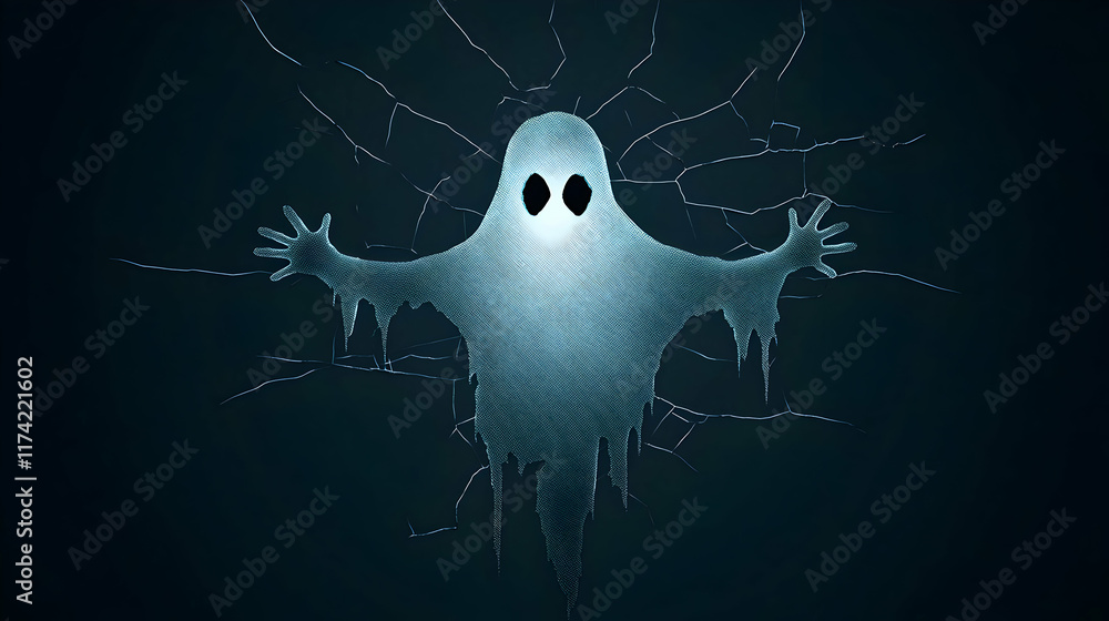 Ghostly figure emerges from dark background digital art mysterious ...