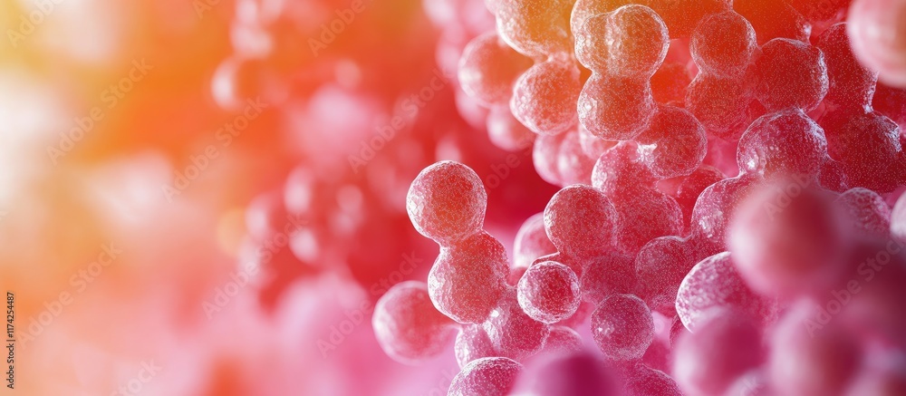 3D Abstract Human Skin Molecules Background with Foreground Focus and ...