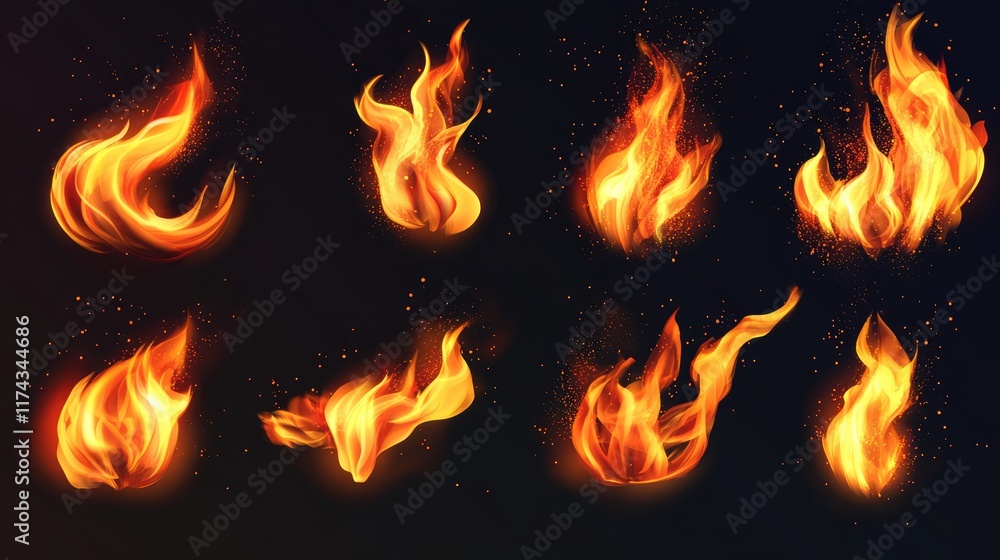 Fire collection PNG. Realistic Fire Flames white on without background ...