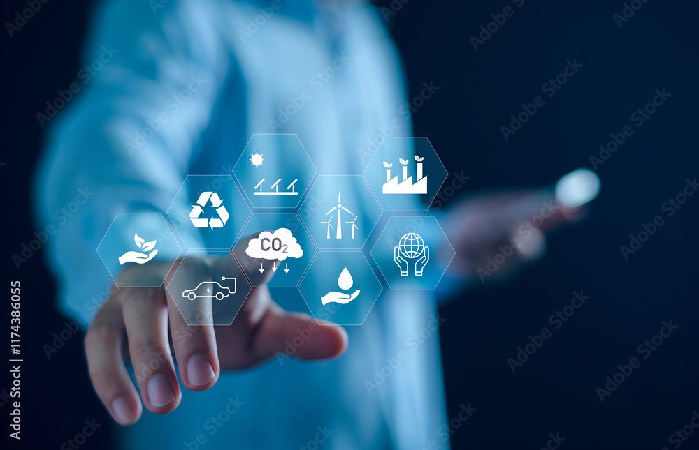 Reduce greenhouse gas emission concept. Carbon footprint climate change ...