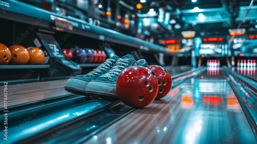 Bowling club interior elements. Cartoon vector set of indoor game and ...