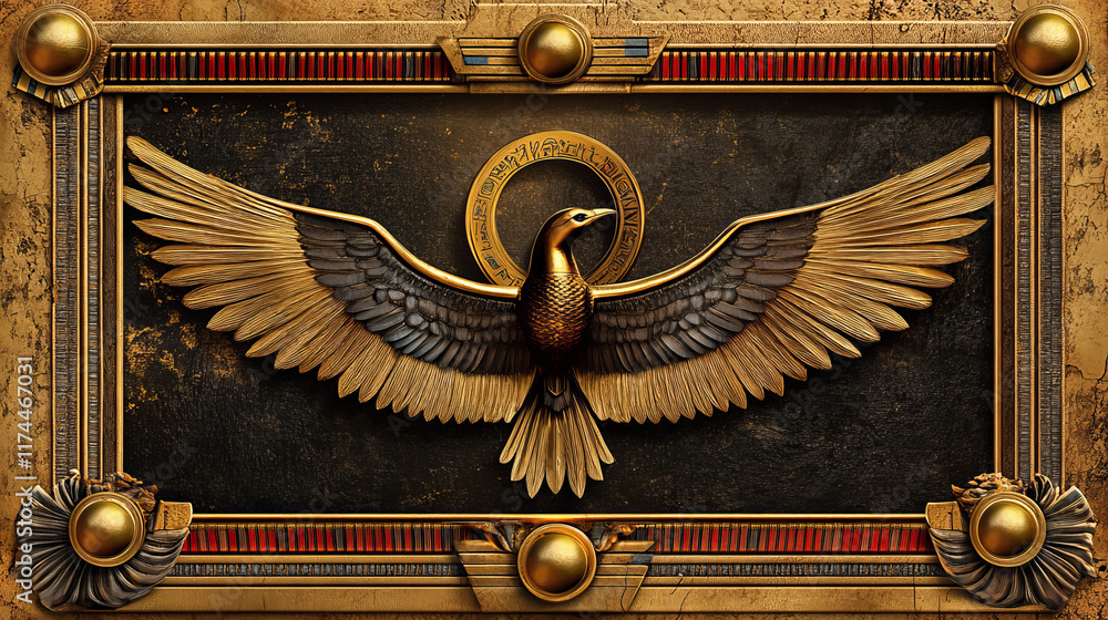Ancient Egypt ui game gold frame vector symbol. Old egyptian pharaoh ...