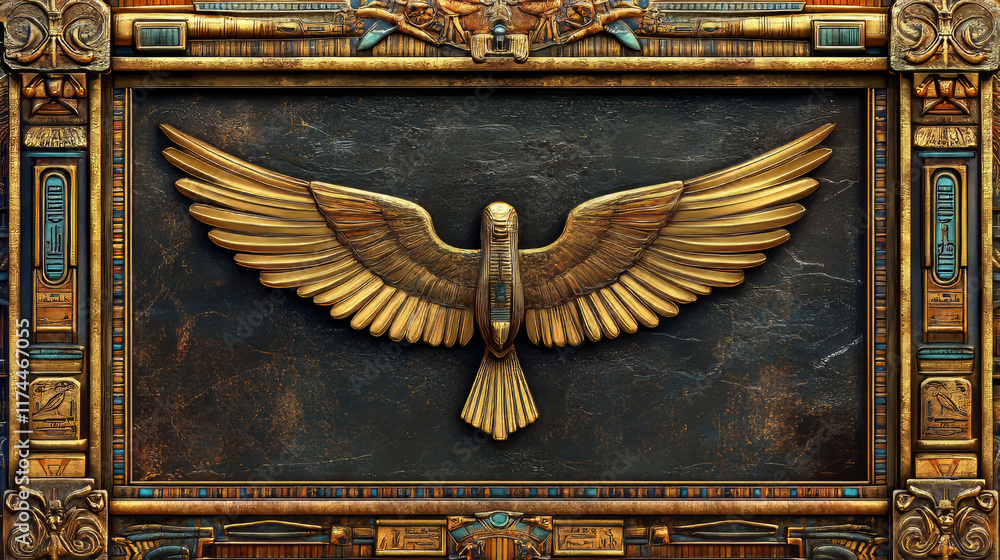 Ancient Egypt ui game gold frame vector symbol. Old egyptian pharaoh ...