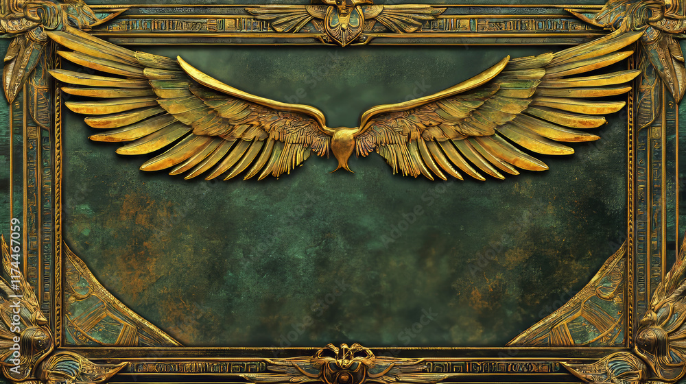 Ancient Egypt ui game gold frame vector symbol. Old egyptian pharaoh ...