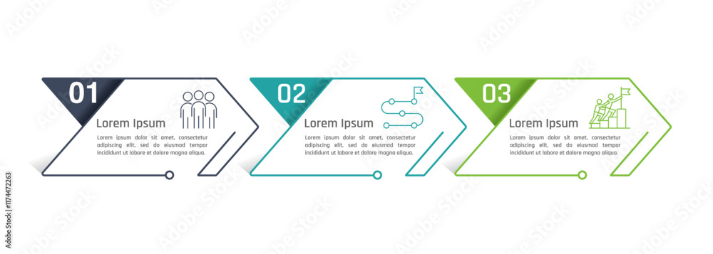 3 process infographic arrows line design template. Planning, Marketing ...