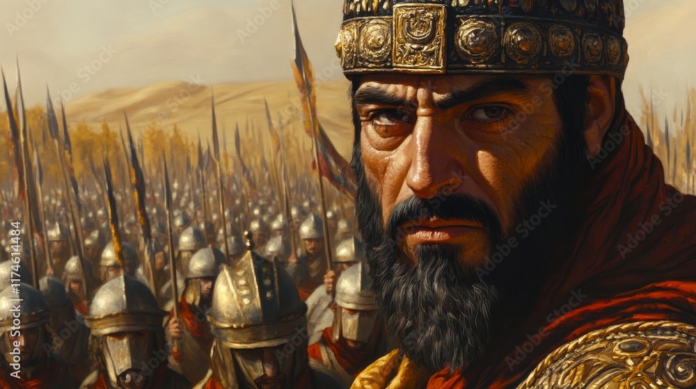Majestic Iranian Cataphract Cavalry Warrior in Close-Up Portrait ...
