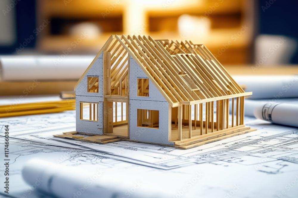 Stock-Illustration „architectural model, miniature house, white ...