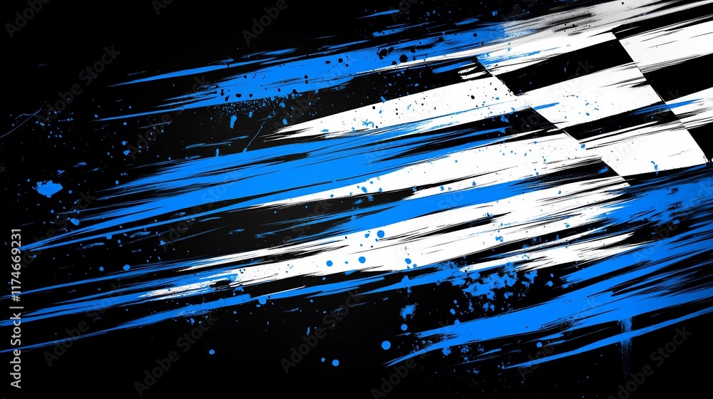 Abstract racing flag background with dynamic brush strokes and ...