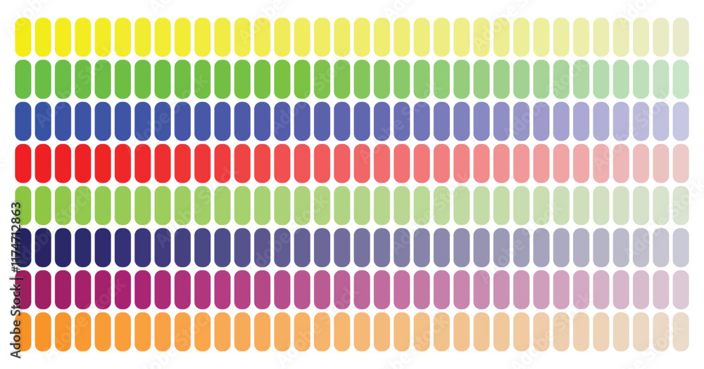 Color palette. Table color shades. RGB color model with intersecting ...