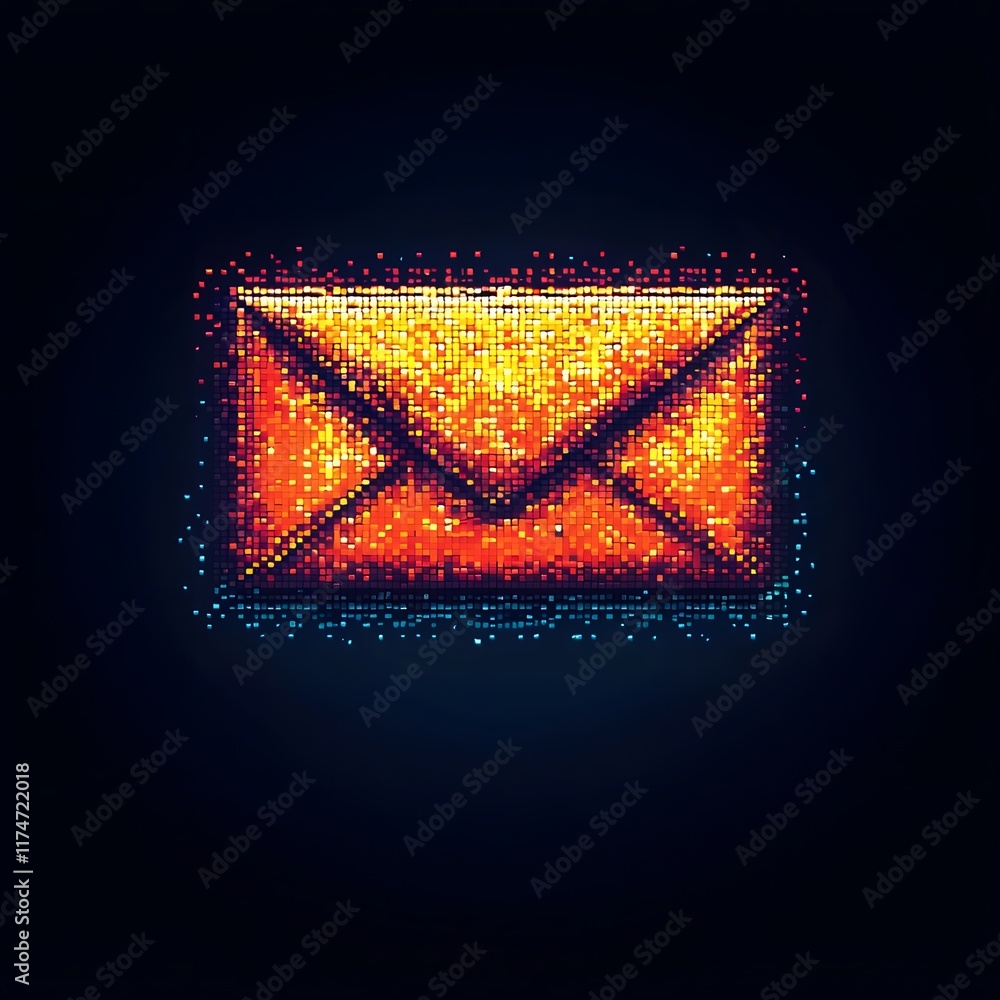 Vibrant Pixel Art Email Icon with Retro Gaming Inspired Design Stock ...