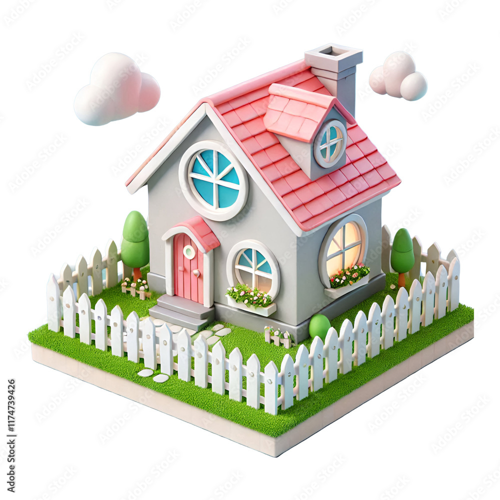 Cartoonish 3D House Isolated on Transparent Background Stock Photo ...