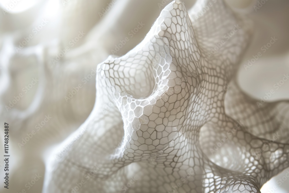 Abstract white mesh texture with a honeycomb pattern, showcasing ...