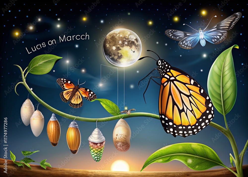 Night Photography: Monarch Butterfly Life Cycle Stages Diagram Stock ...
