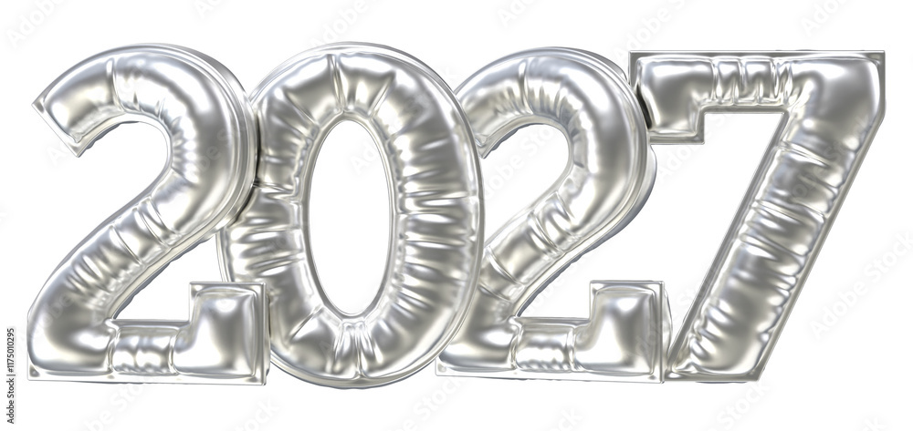 Number 2027 Silver 3D Redner Stock Illustration | Adobe Stock