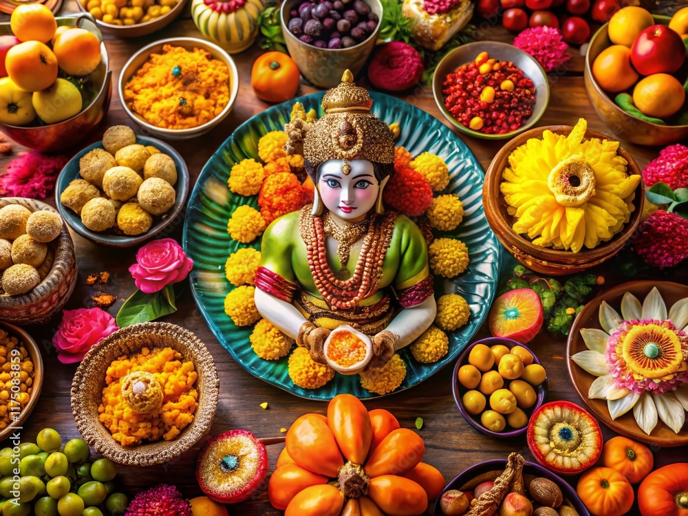 Ramayana Epic Indian God Lord Rama Hindu Deity Food Offering Stock ...