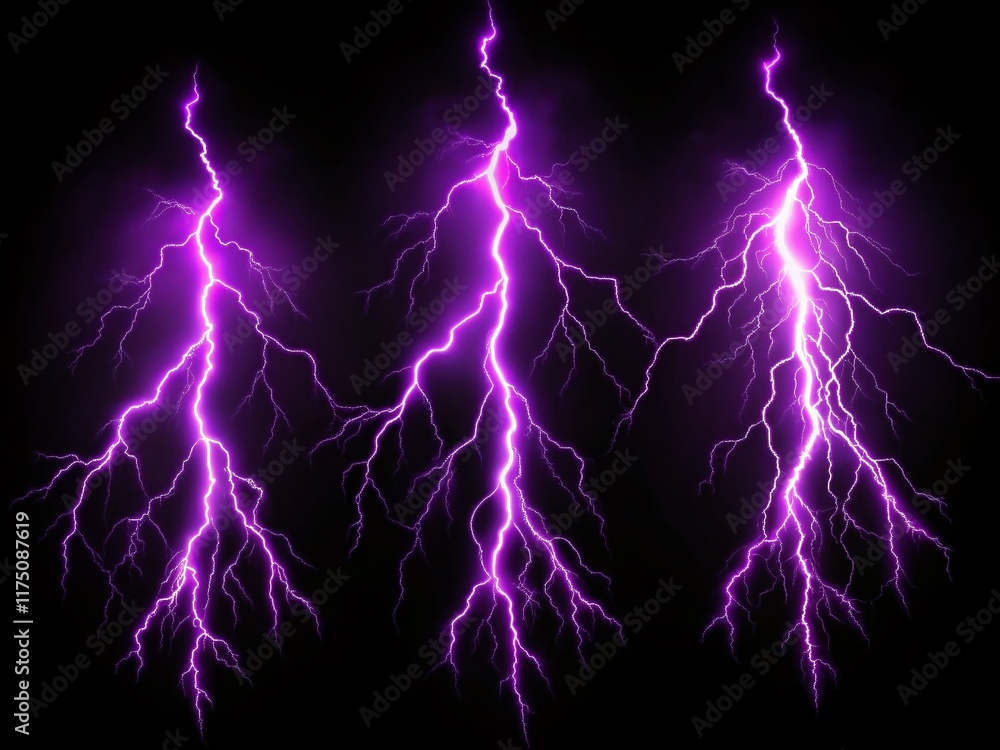 Realistic Purple Lightning Strikes: Night Thunderstorm Animation Sprite ...