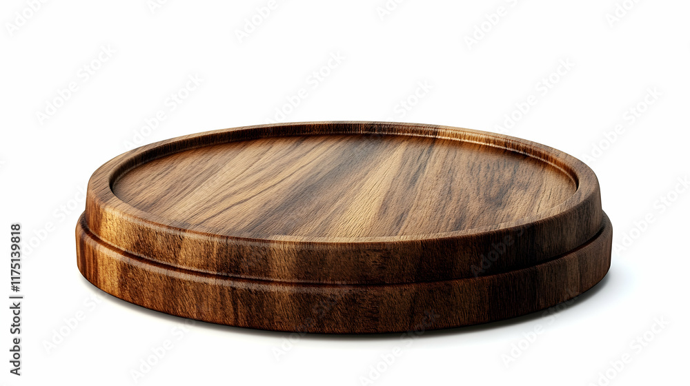 Round wooden platform base for trophy display on white background ...