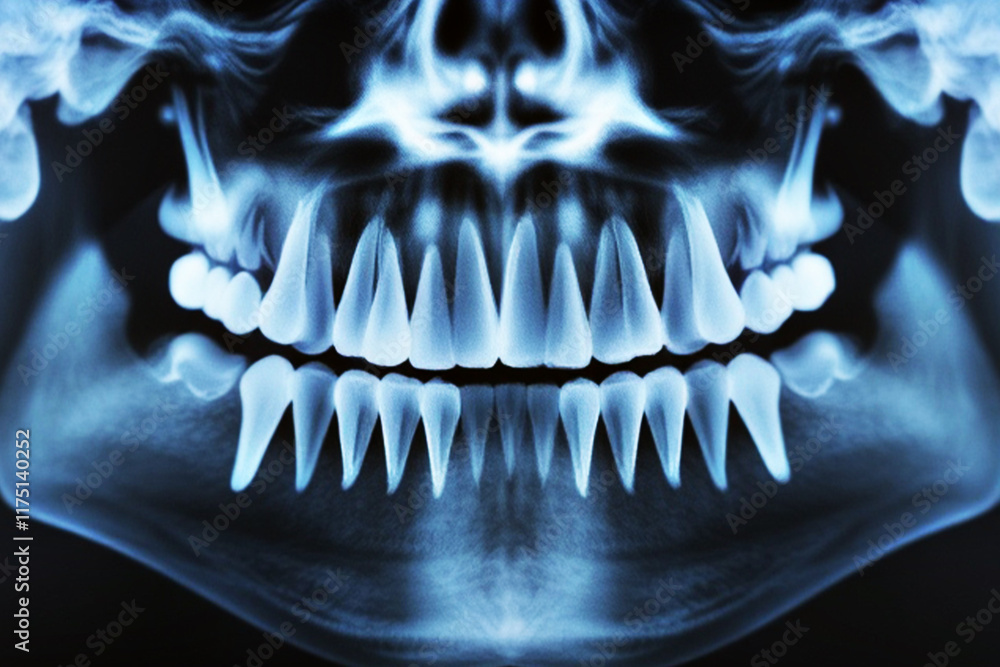 Wisdom tooth X-ray for dentist diagnosis X-ray photograph of human ...