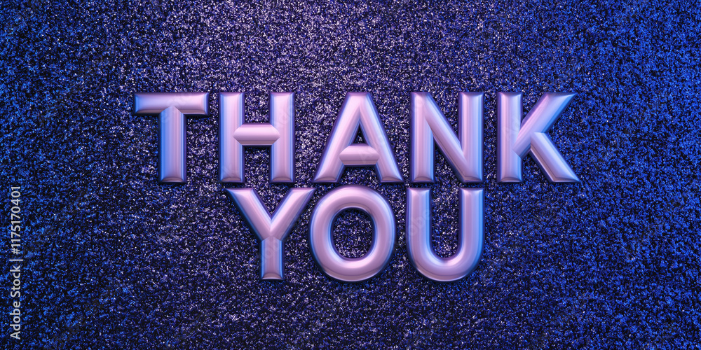 Metallic thank you text with shimmering blue glitter background Stock ...
