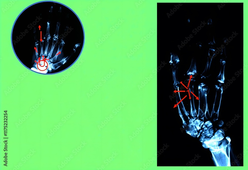 Detailed X-ray of a Human Hand Showing Bones and Joints, Medical ...