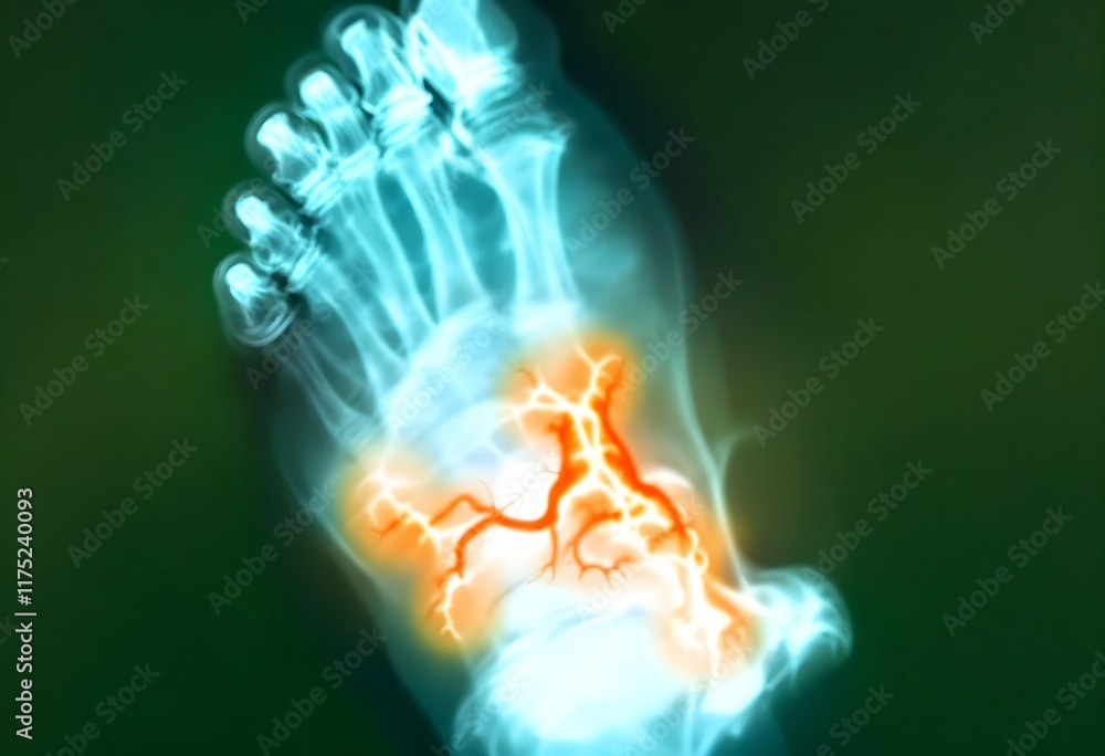 Medical X-ray Image Showing Severe Inflammation and Potential Fracture ...