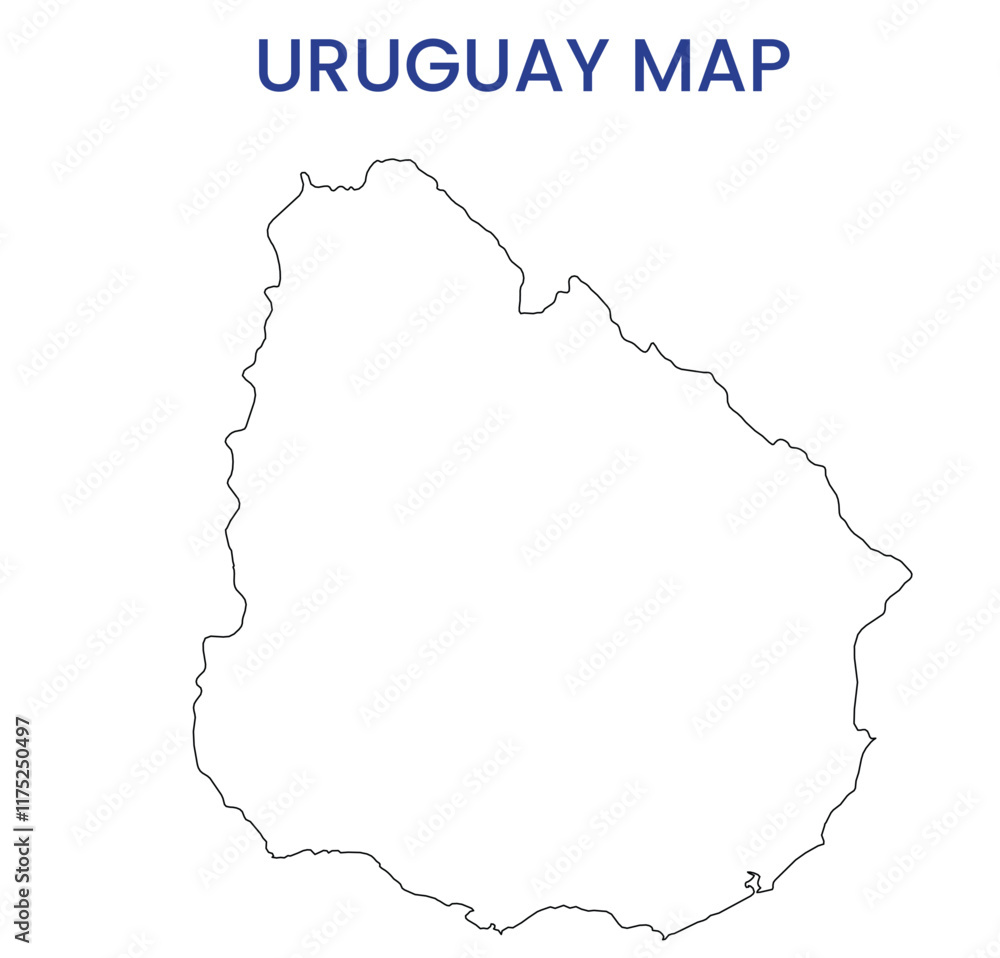 High detailed map of Uruguay . Outline map of Uruguay . South America ...