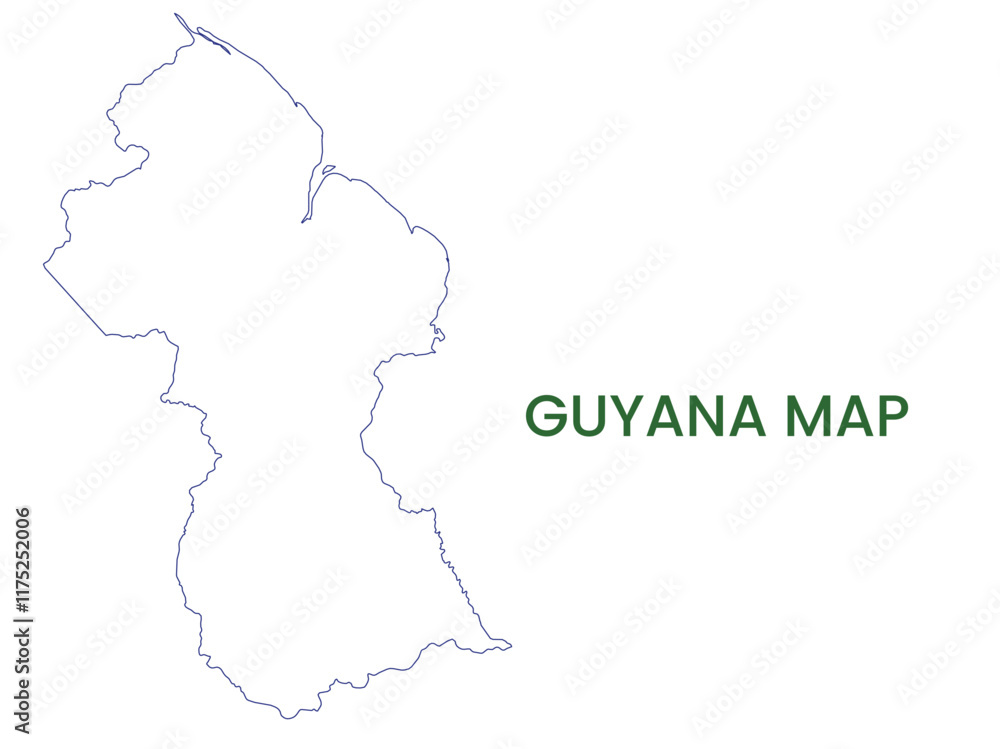 High detailed map of Guyana. Outline map of Guyana. South America Stock Vector | Adobe Stock