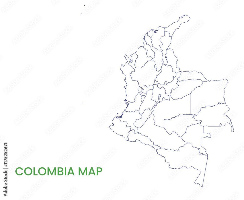 High detailed map of Colombia. Outline map of Colombia. South America ...
