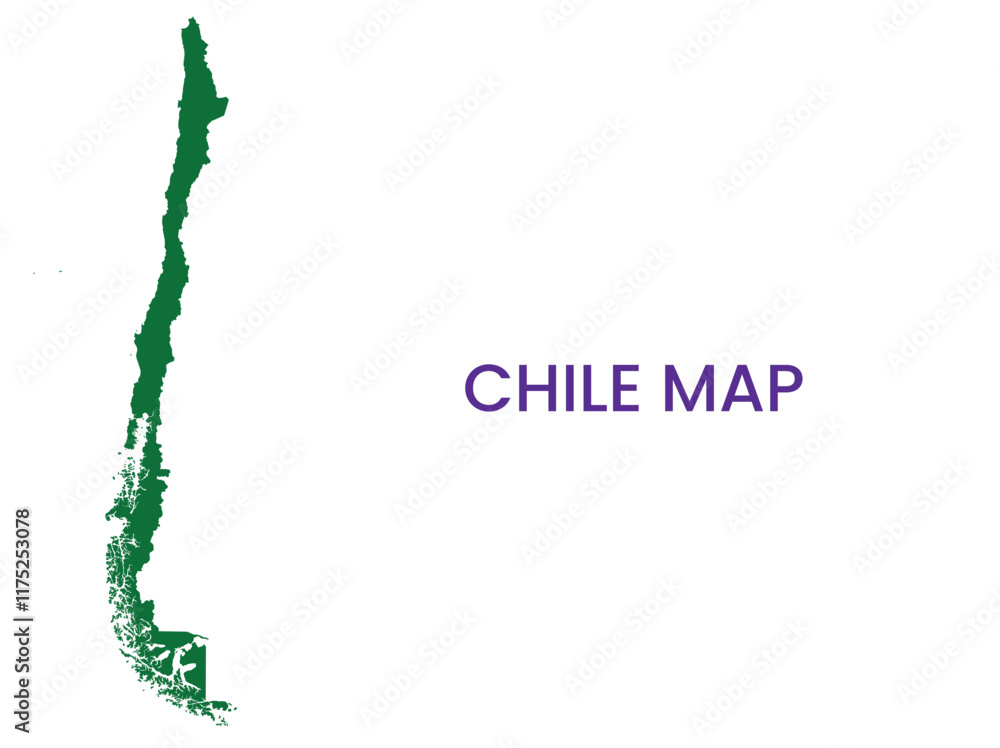 High detailed map of Chile. Outline map of Chile. South America Stock ...