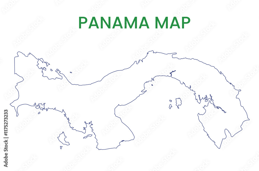 High detailed map of Panama. Outline map of Panama. North America Stock ...