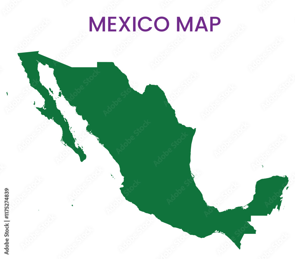High detailed map of Mexico. Outline map of Mexico. North America Stock ...