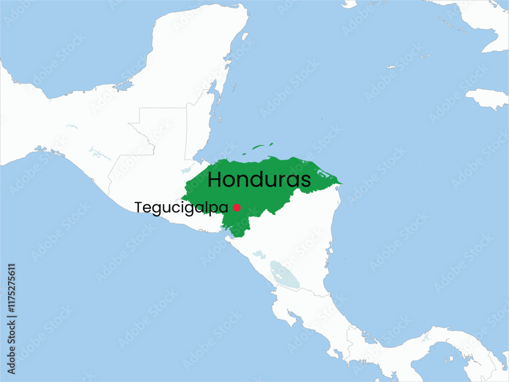 Vetor High detailed map of Honduras. Outline map of Honduras. North ...