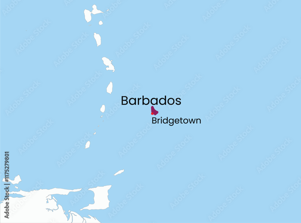 High detailed map of Barbados. Outline map of Barbados. North America ...